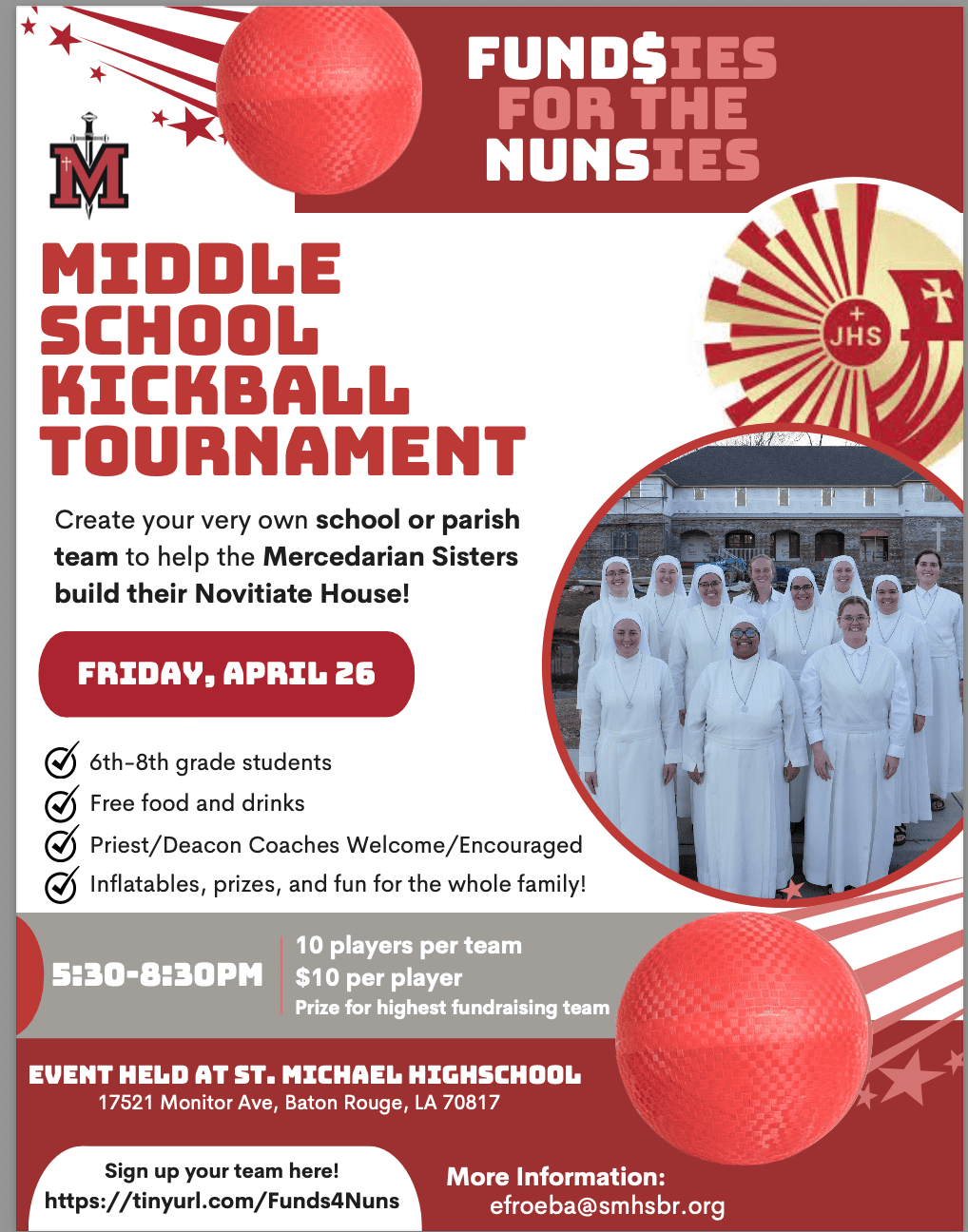 Kickball Fundraiser: Fundsies for the Nunsies - Mercedarian Sisters